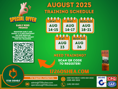 📅 AUGUST 2025 TRAINING SCHEDULE - 1726 OSHEA Corporation